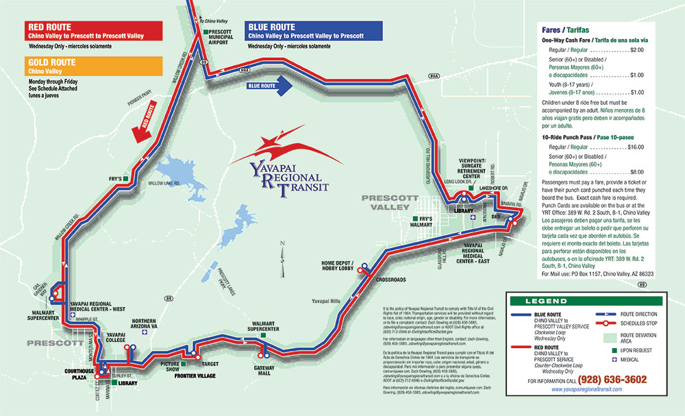 Red, Blue, and Gold Routes : Prescott Valley and Chino Valley
